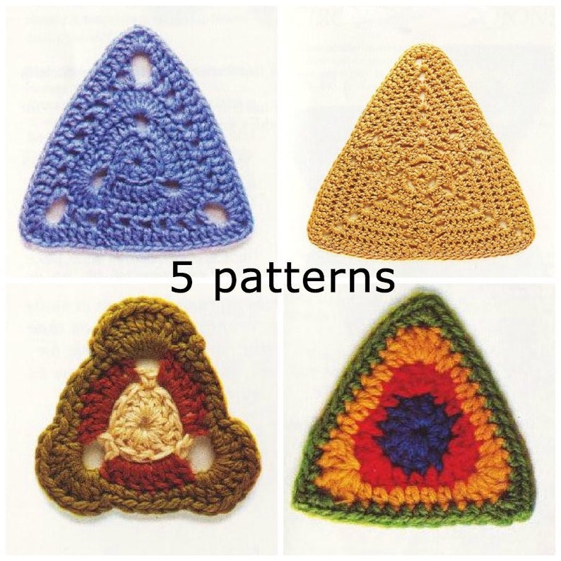 Vintage Crochet Triangles, Granny Squares Motifs, Pattern Ebook ...