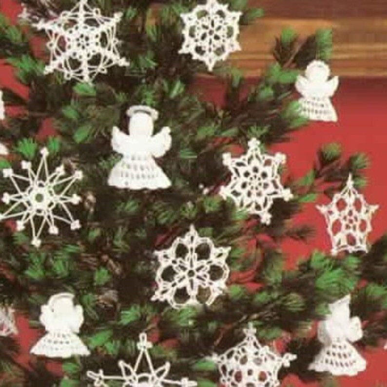 Crochet Angel and Snowflake Pattern, Tree Decorations Christmas ...