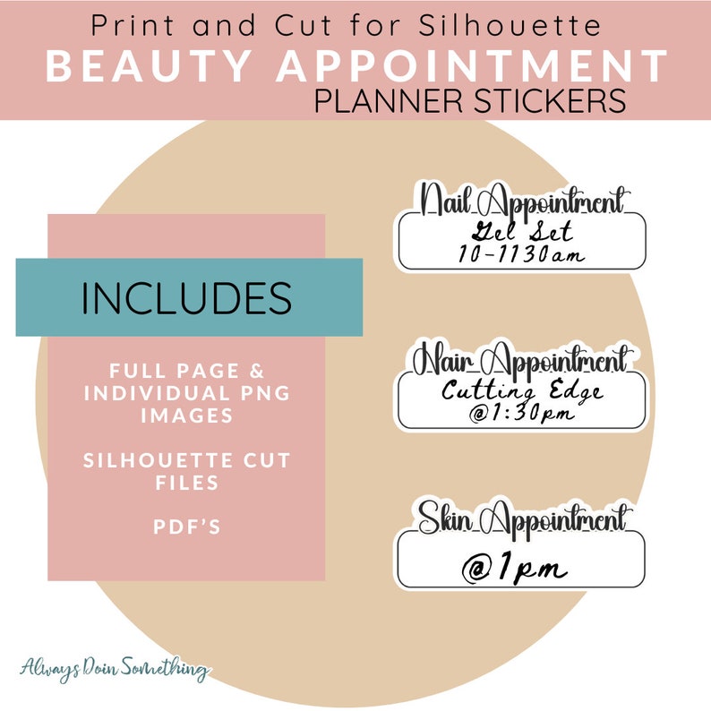 Print and Cut Beauty Appointment Stickers for Silhouette - Etsy