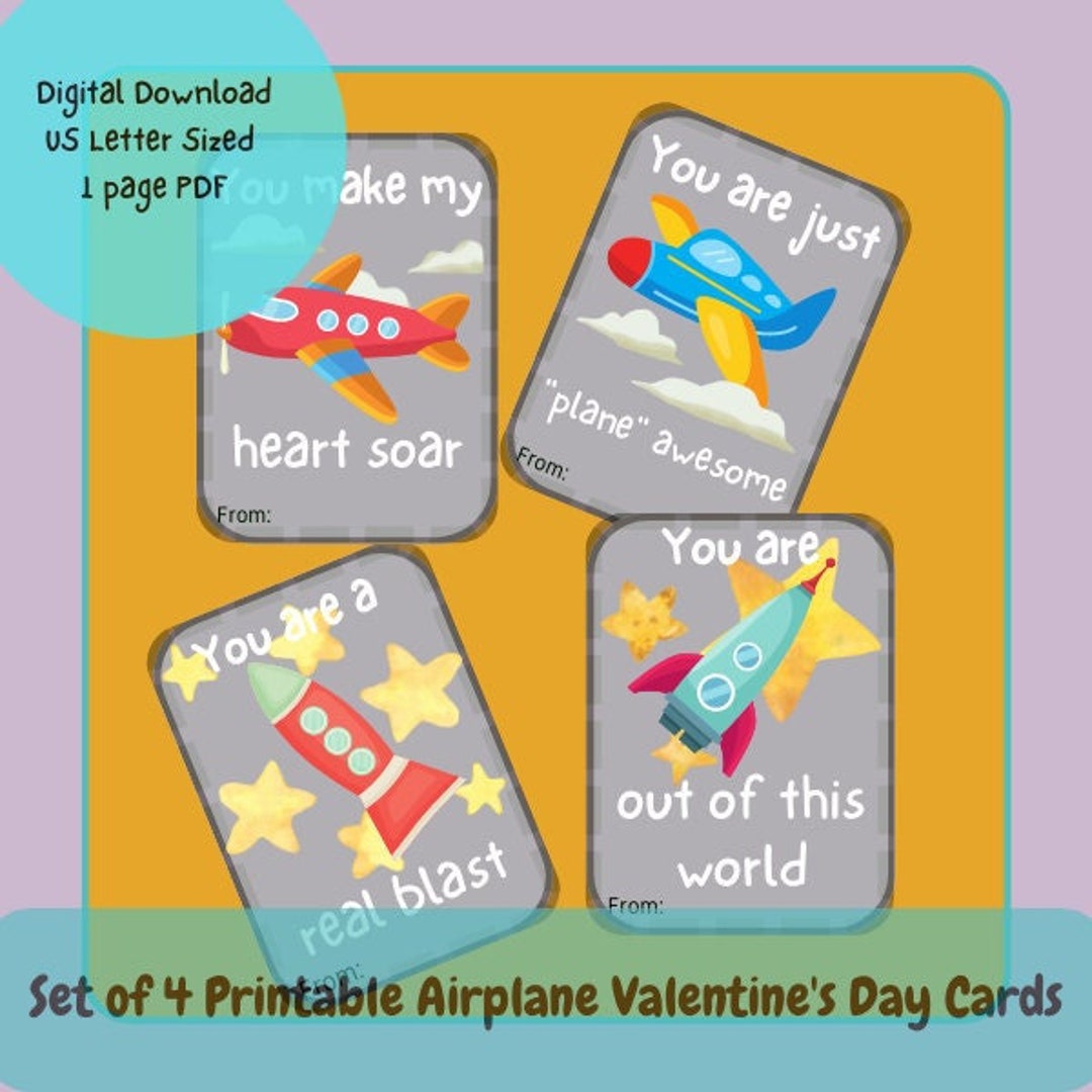 Valentines for Kids | Cards for Kids | Printable Valentines | Airplane ...