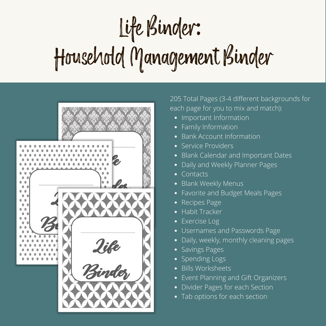 Life Binder Printable | Home Management Binder | Home Management ...