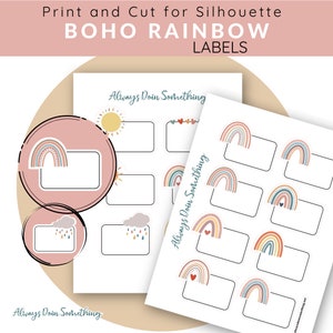Print and Cut Boho Rainbow Labels – Silhouette Cut Files and Printable ...