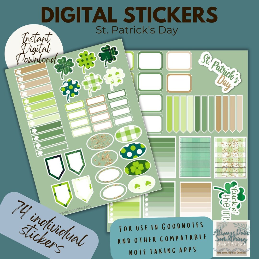Digital Stickers for Goodnotes | St. Patrick's Day Digital Stickers ...