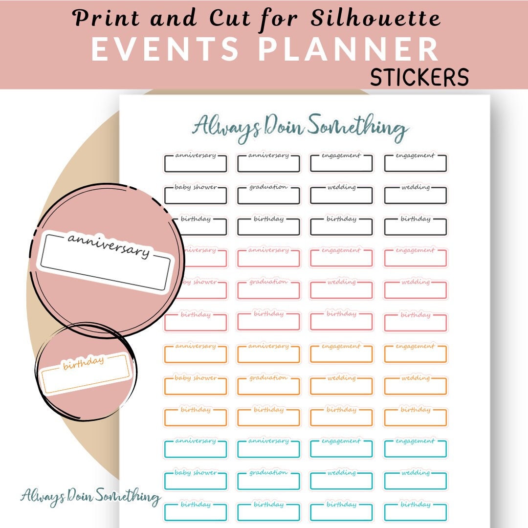Printable Event Planner Stickers – Perfect for Silhouette Cutting ...