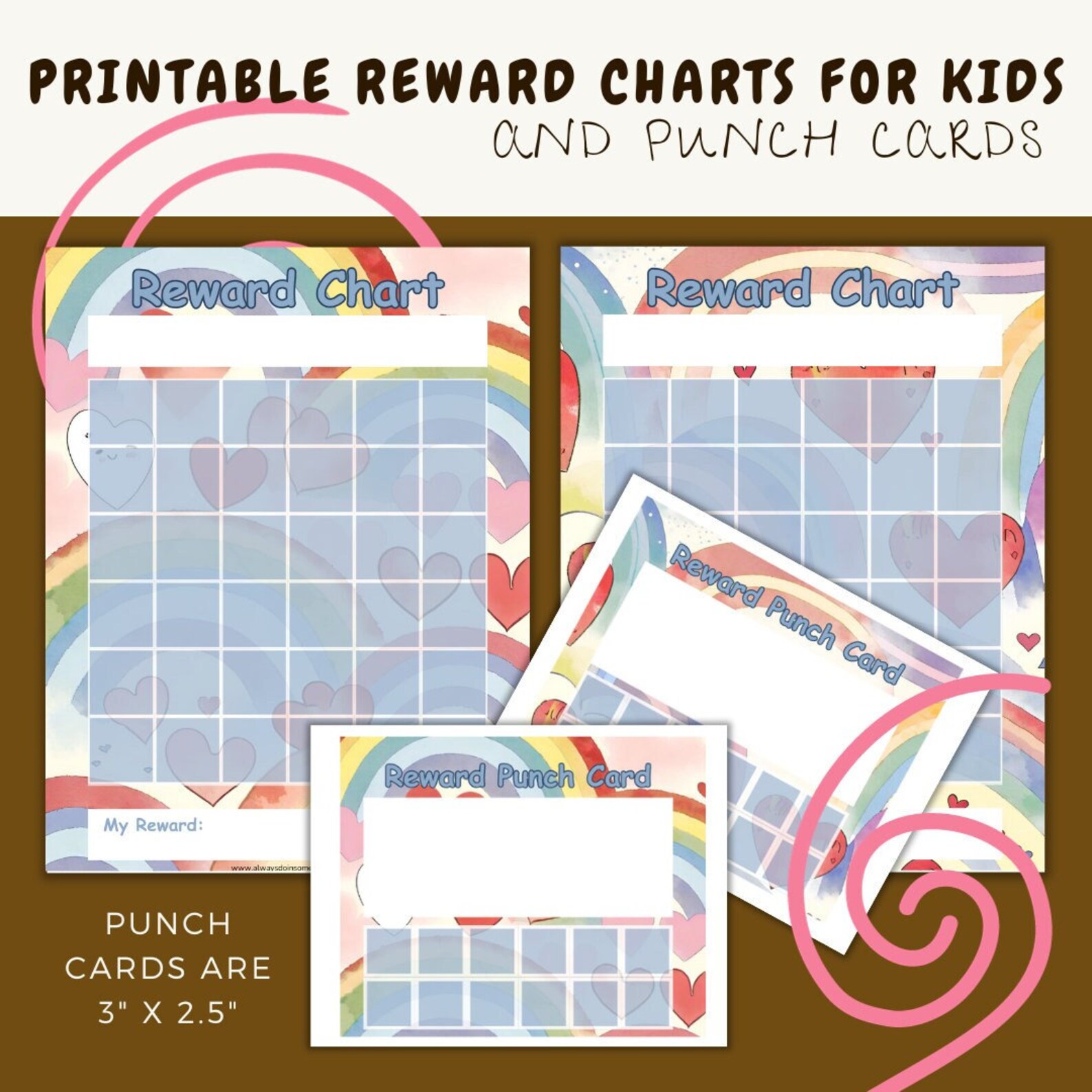 Cute Printable Reward Charts for Kids | Incentive Punch Cards | Print ...