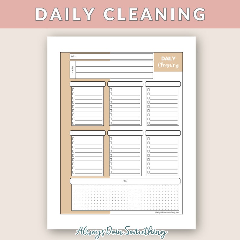 Printable Monthly, Weekly, & Daily Cleaning List Templates for Happy ...