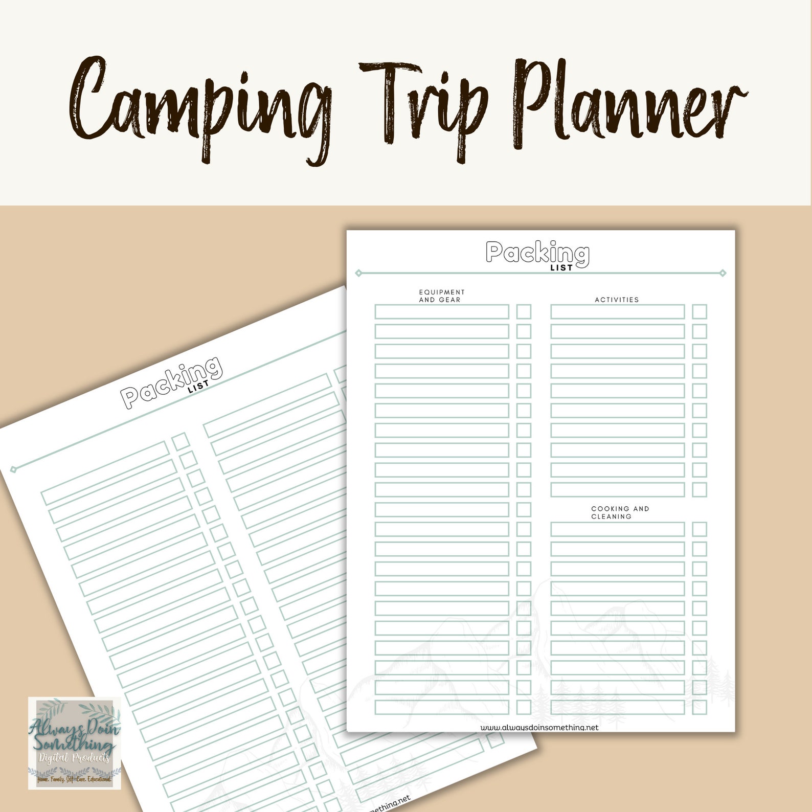 Camping Planner Printable Pdf | Printable Camping Planner | Simple ...