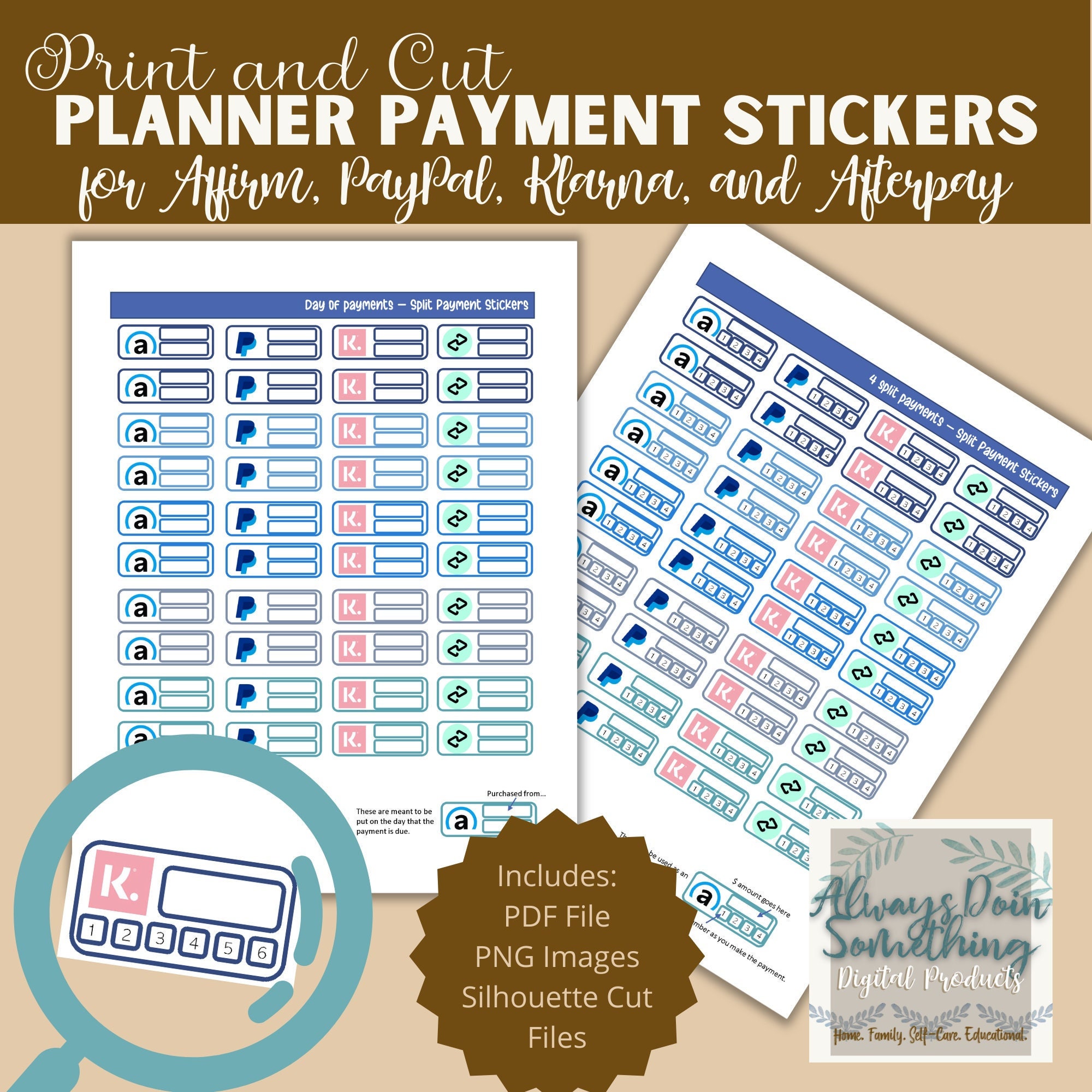 Split Payment Tracker Stickers | Print and Cut Planner Stickers ...