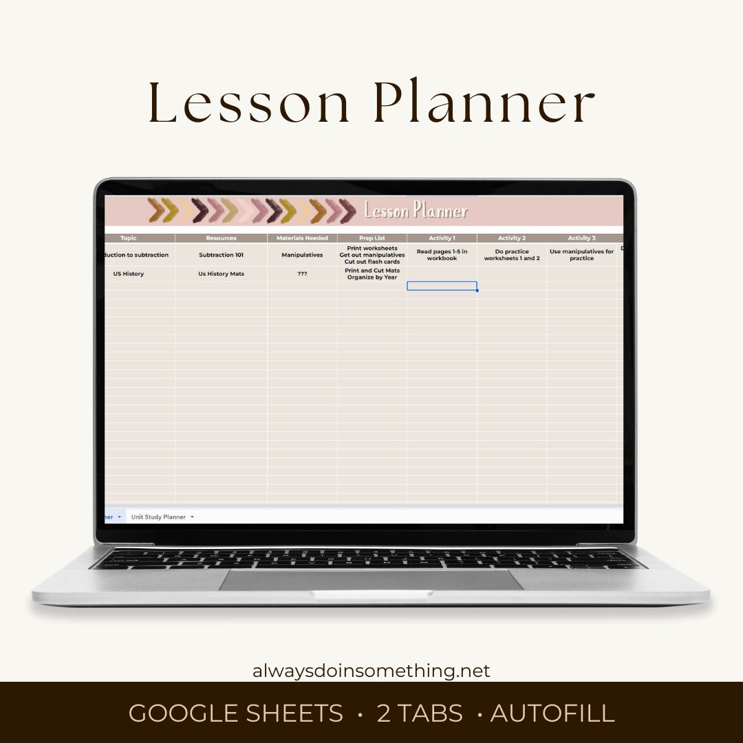 Google Sheets Homeschool Lesson Planner – Editable & Autofill Unit ...