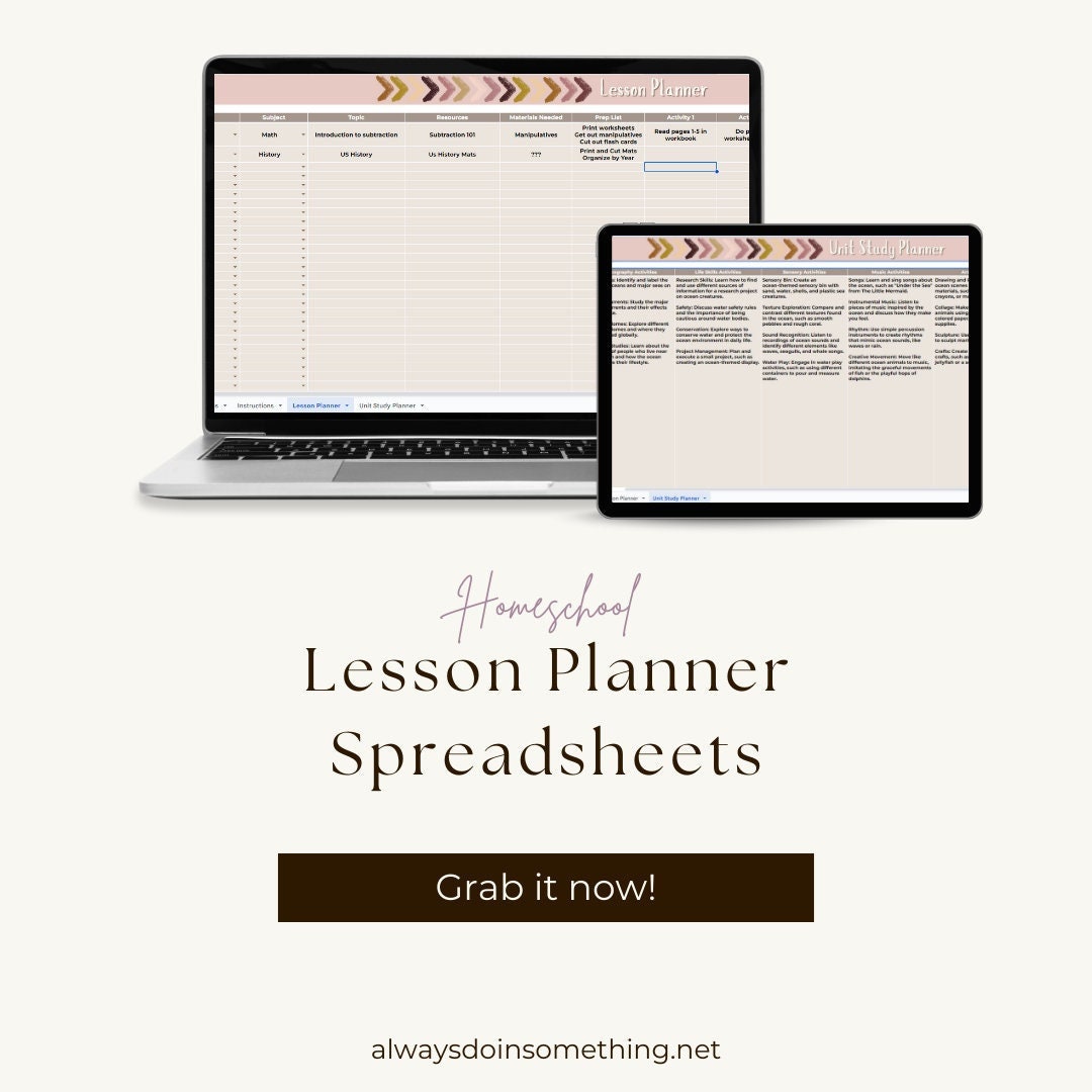 Google Sheets Homeschool Lesson Planner – Editable & Autofill Unit ...