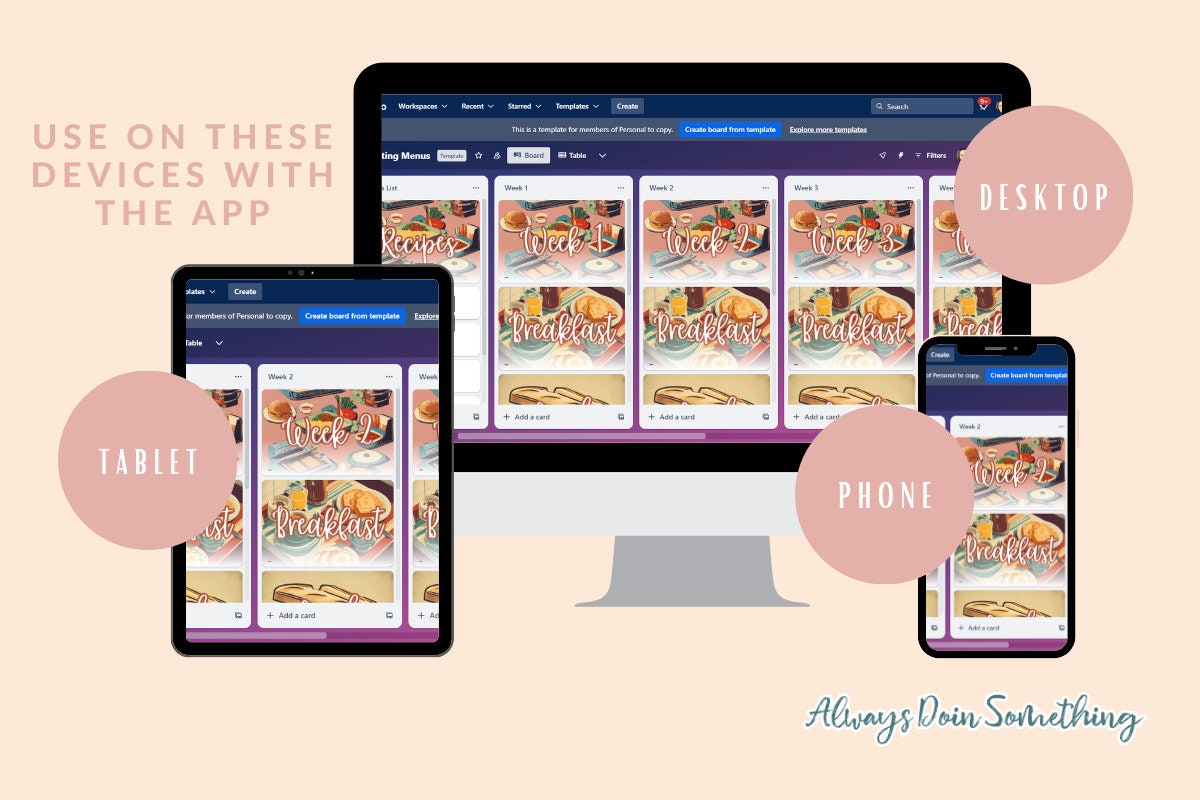 Rotating Menu Trello Board Template - Etsy