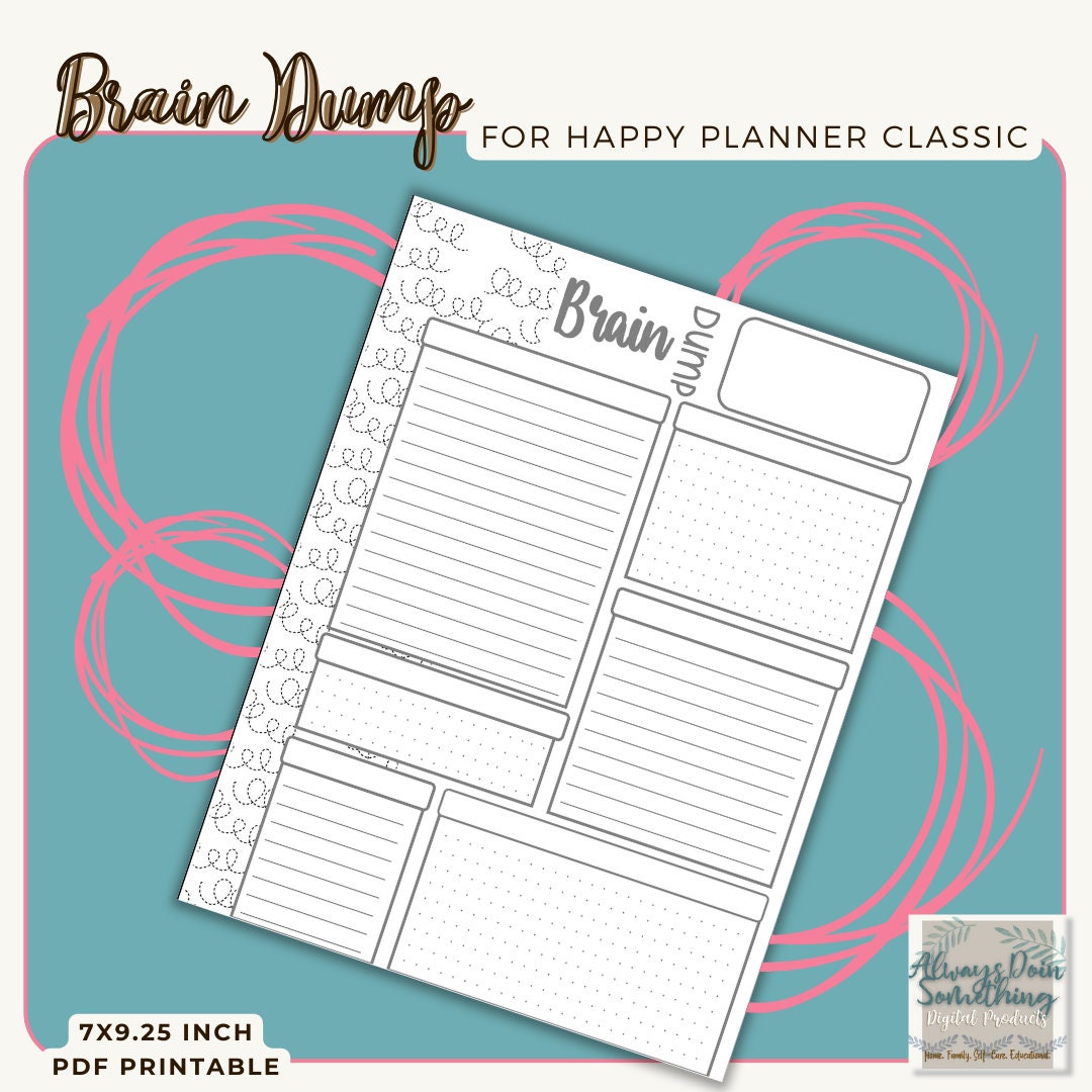 Printable Brain Dump Inserts for Happy Planner Classic | 4 Designs ...