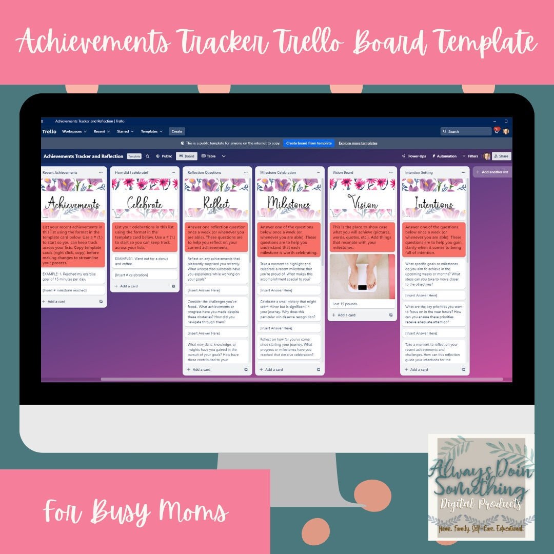 Achievement Tracker Trello Board Template - Etsy