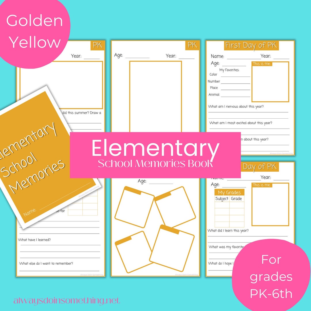 Elementary School Memories Book | Back to School Kids Printable | First ...