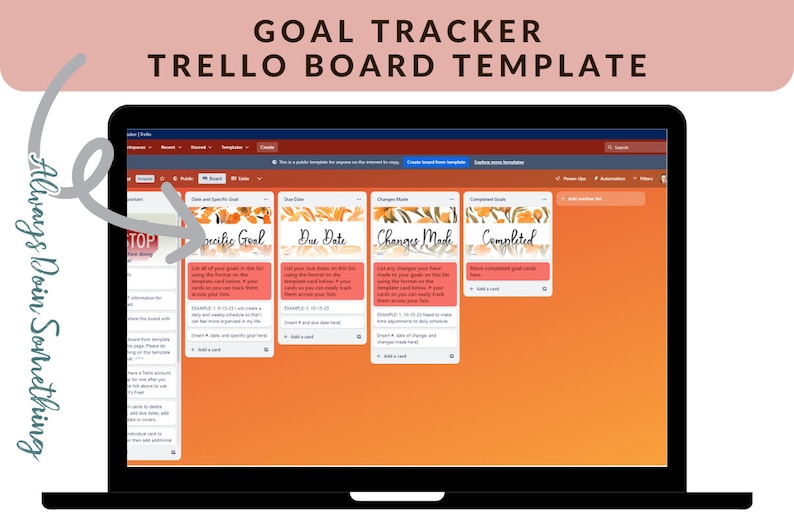 Goal Tracker Trello Board Template - Etsy