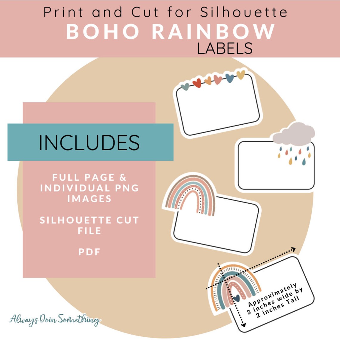 Print and Cut Boho Rainbow Labels – Silhouette Cut Files and Printable ...