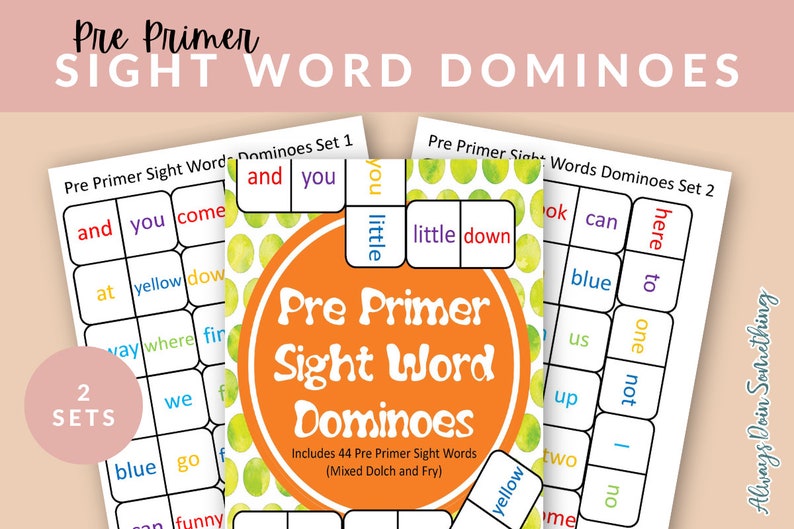 Fun Prek-k Sight Words Dominoes Game | Dolch & Fry Words | Printable ...