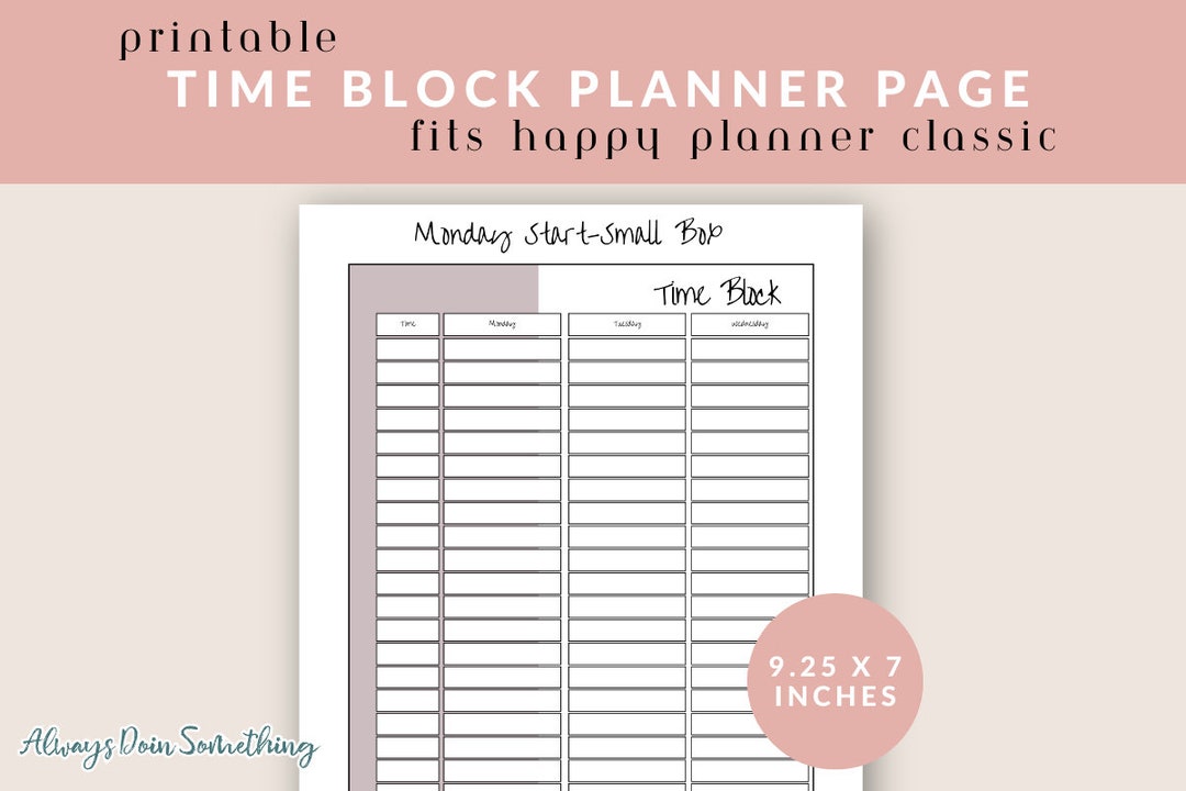 Perfectly Planned Weekly Time Block Sheets for Happy Planner Classic ...
