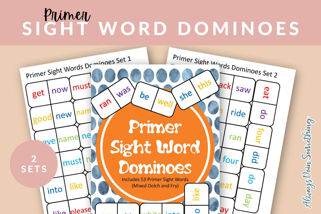 Exciting Primer Sight Words Dominoes Game | Dolch & Fry Words ...