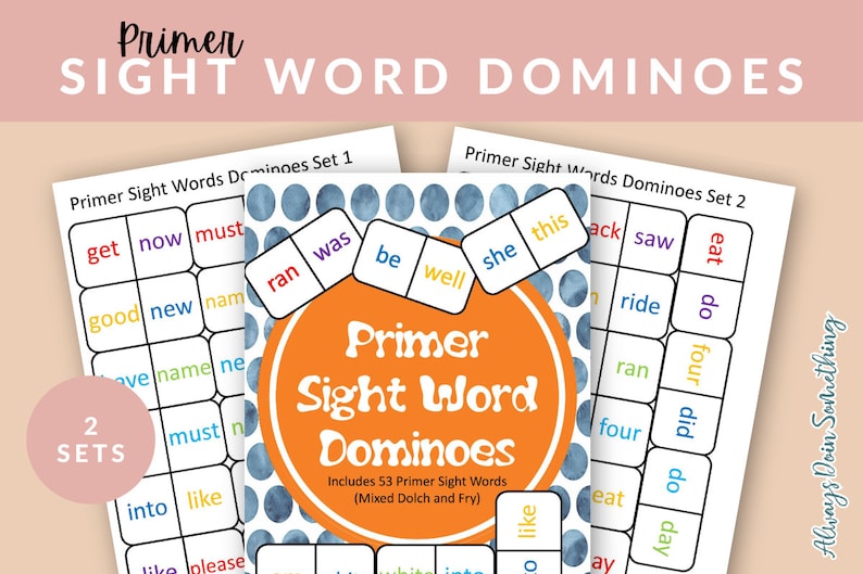 Exciting Primer Sight Words Dominoes Game Dolch & Fry Words Printable ...