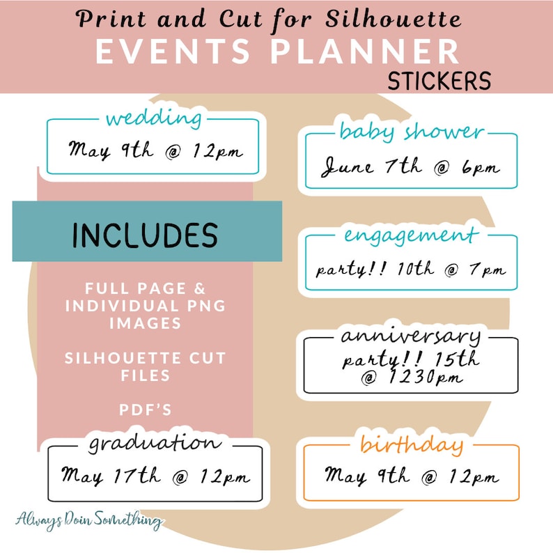 Printable Event Planner Stickers – Perfect for Silhouette Cutting ...