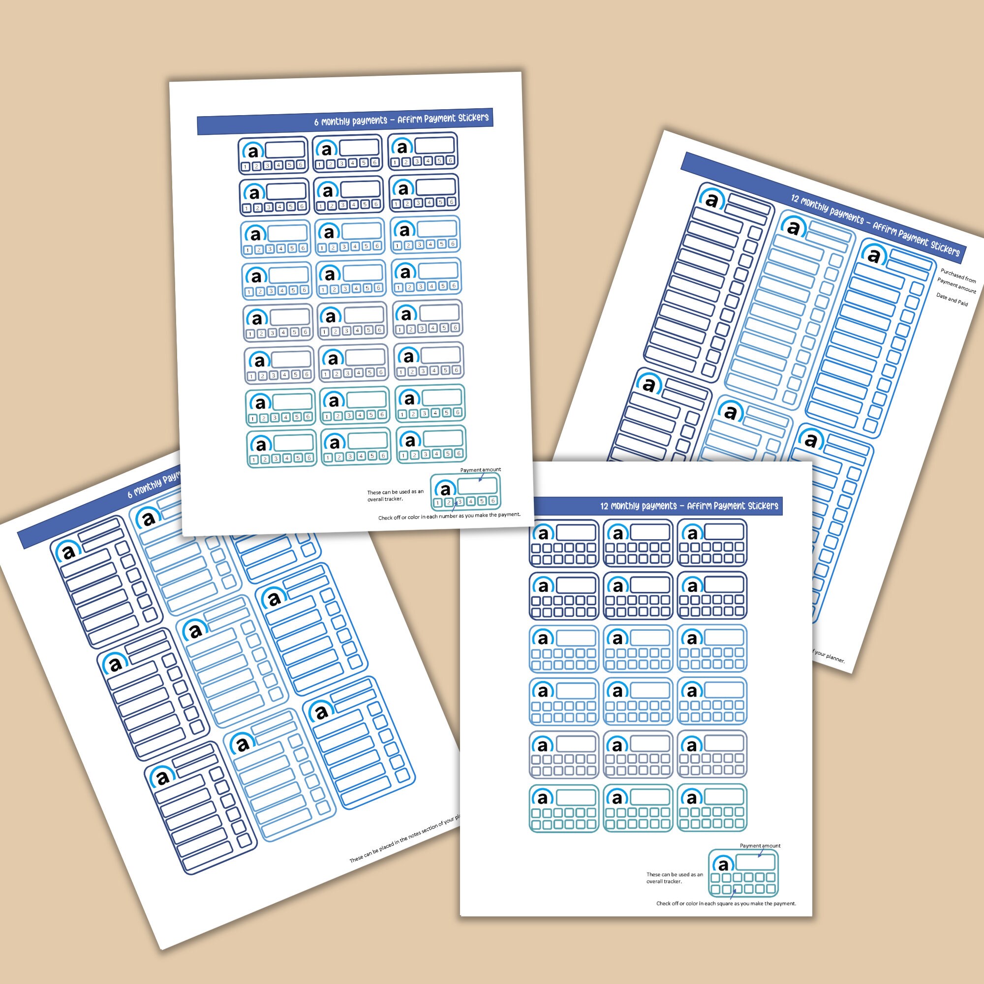 Payment Tracker Planner Stickers for Affirm Print and Cut Planner ...