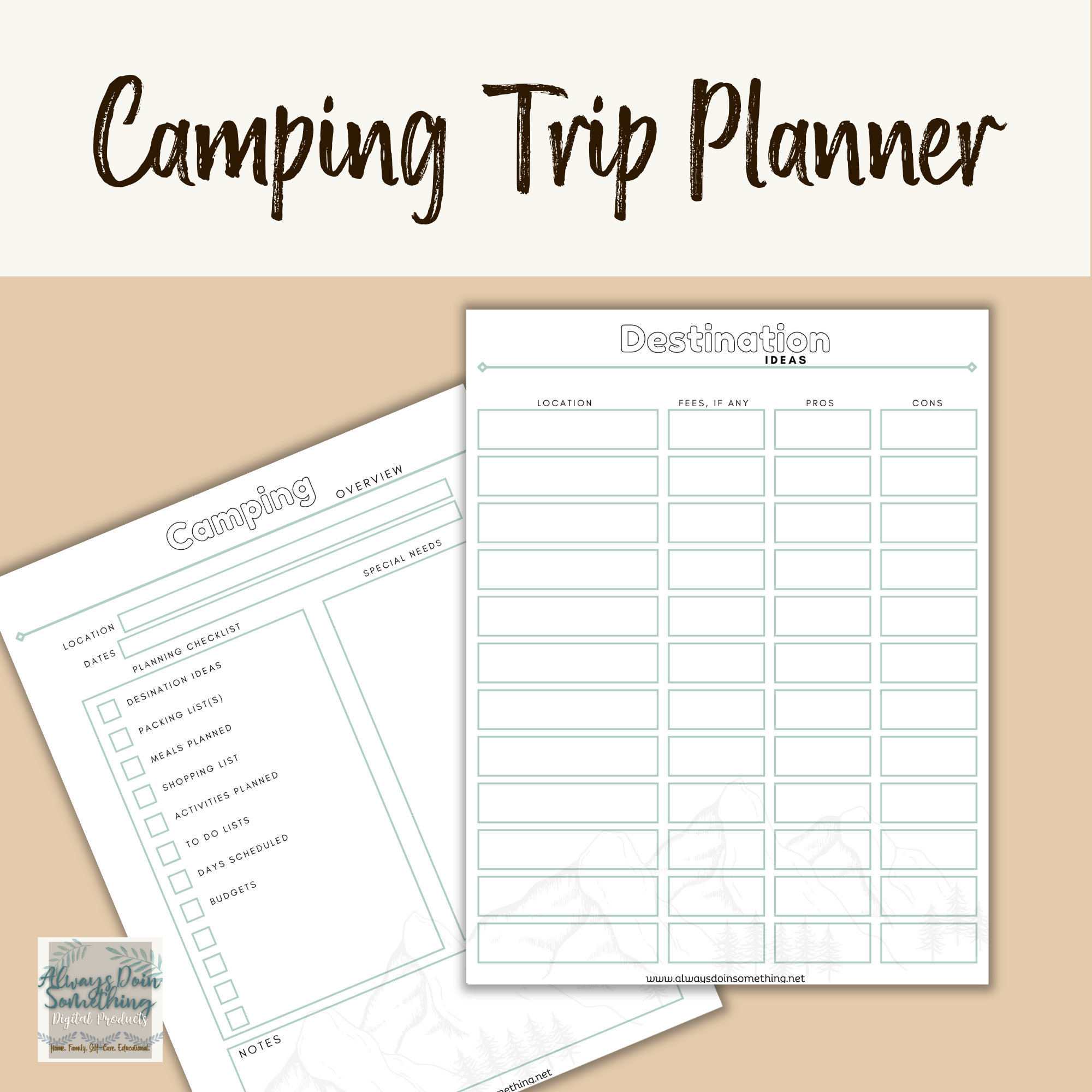 Camping Planner Printable Pdf | Printable Camping Planner | Simple ...