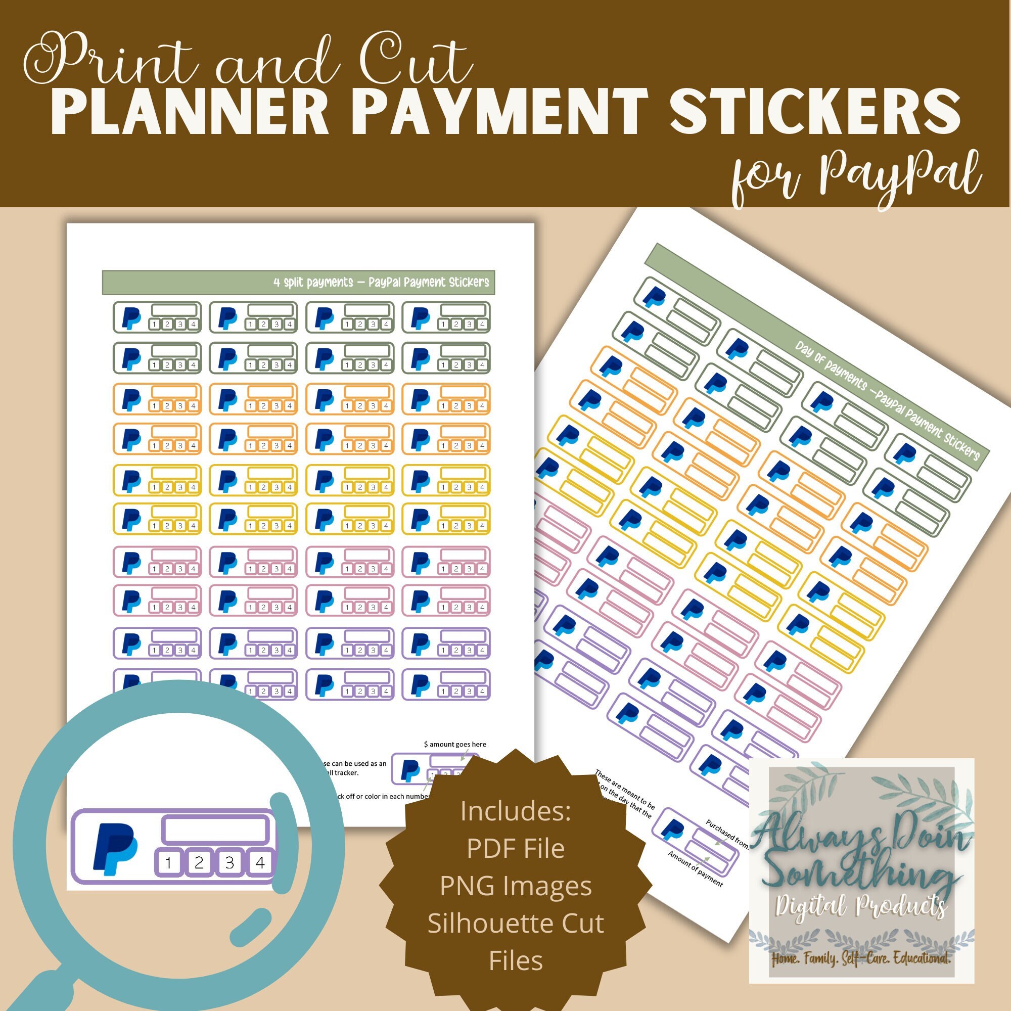 Payment Tracker Planner Stickers for Paypal | Print and Cut Planner ...