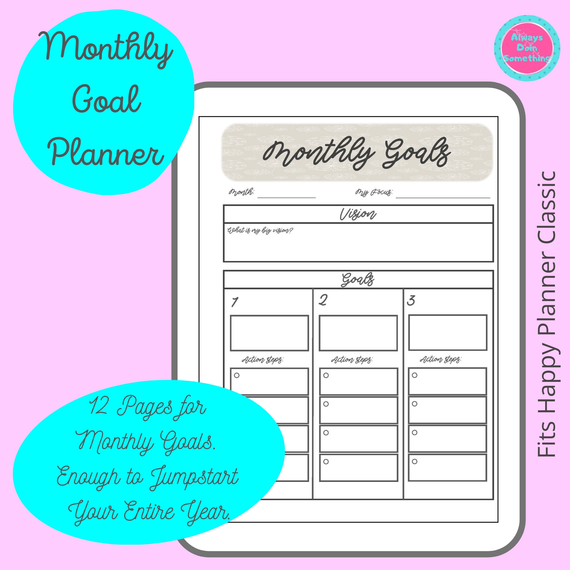 Yearly Goal Planning Printables Goal Planner Goal Setting Happy Planner ...