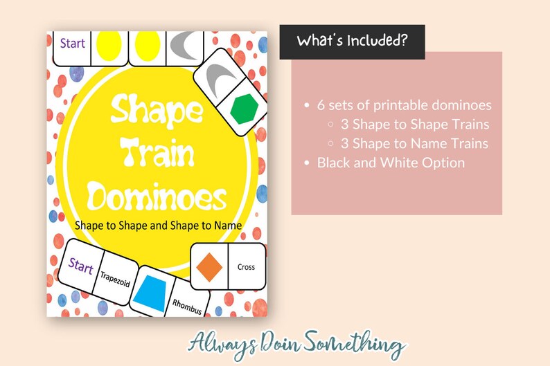 Shape Train Dominoes Game Printable | Early Learning Shapes Activity ...