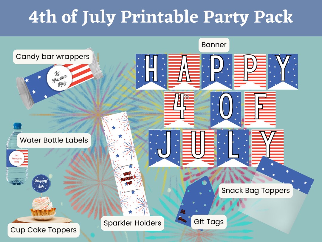 Printable 4th of July Party Decorations Pack Independence Day Party ...
