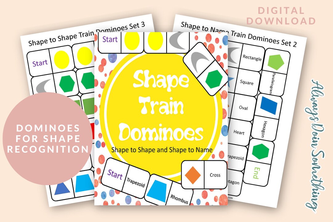 Shape Train Dominoes Game Printable | Early Learning Shapes Activity ...