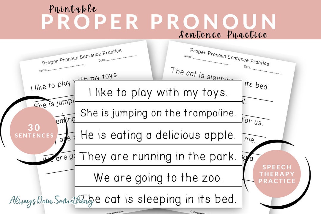 Pronoun Mastery Printable Practice Strips – Back-to-school Language ...