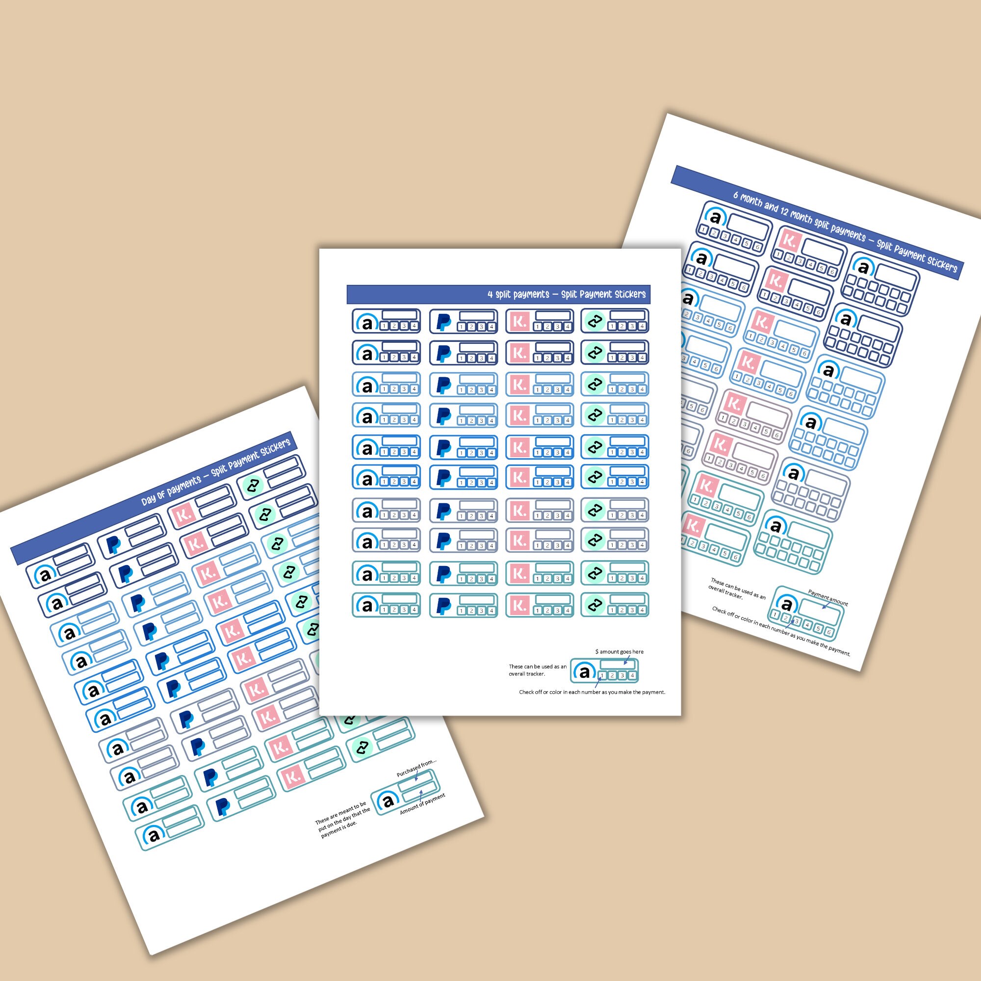 Split Payment Tracker Stickers | Print and Cut Planner Stickers ...