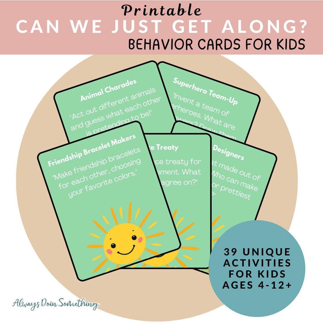 Printable Behavior Cards for Kids – Fun Argument Resolution Activity - Etsy