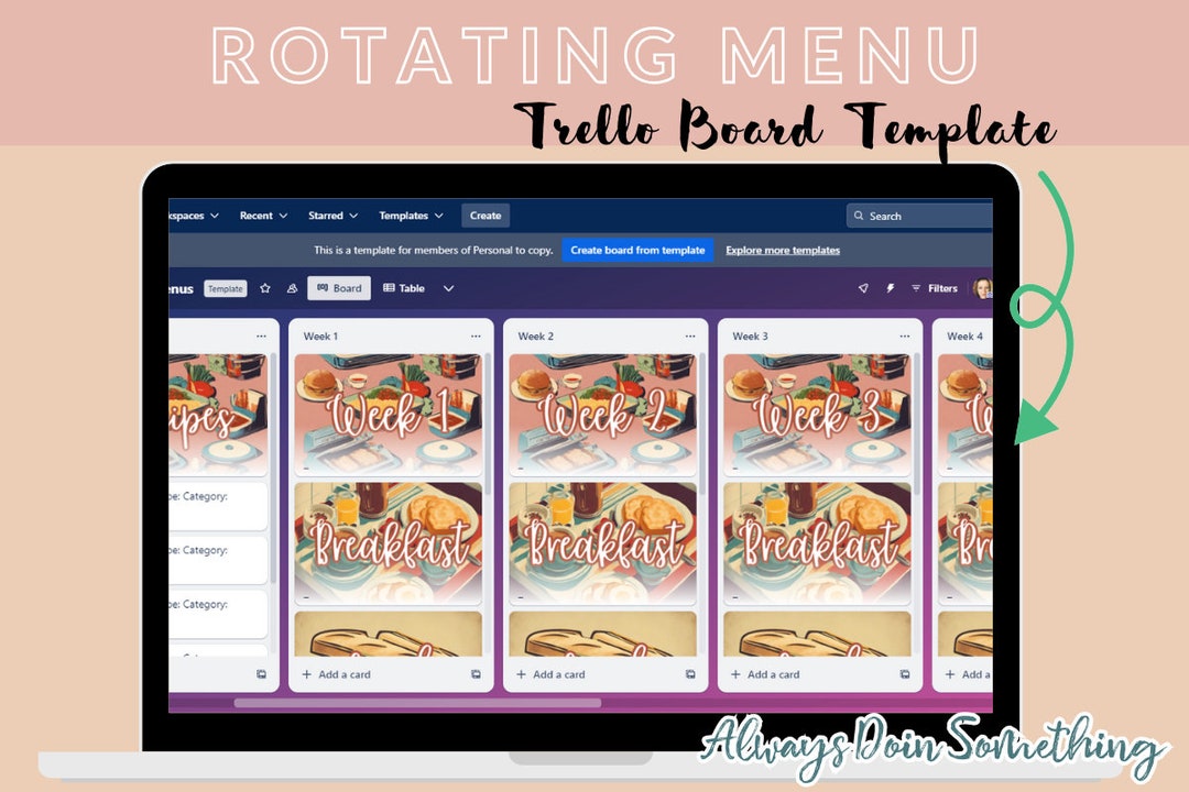 Rotating Menu Trello Board Template - Etsy