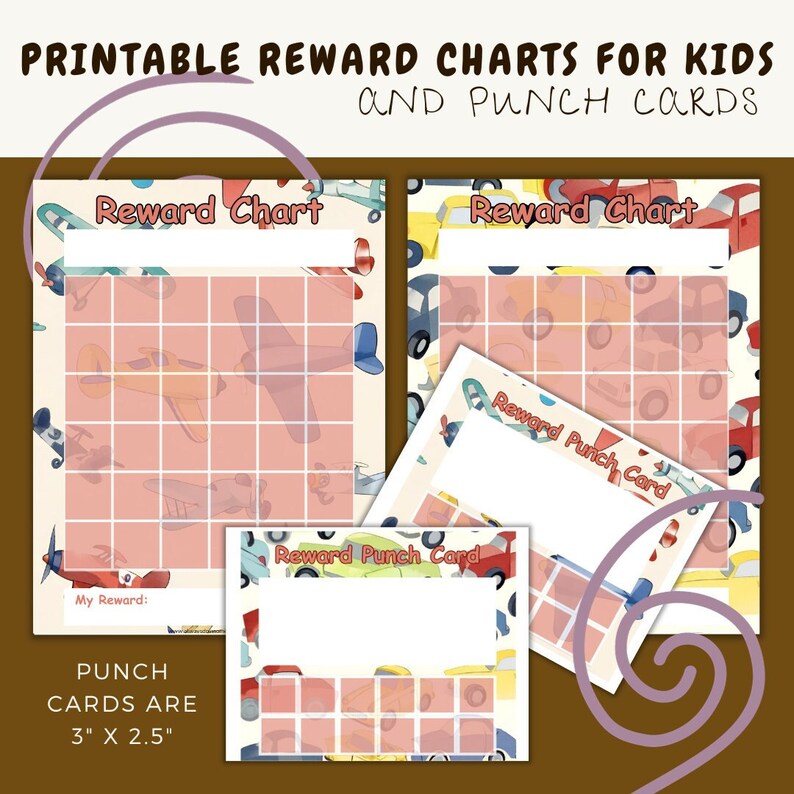 Cute Printable Reward Charts for Kids | Incentive Punch Cards | Print ...