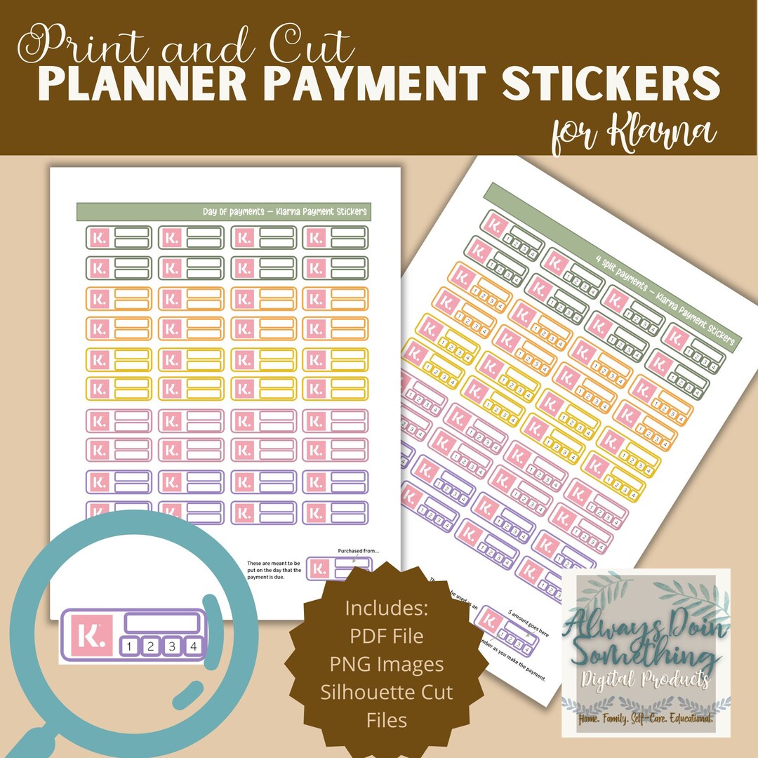 Payment Tracker Stickers for Klarna | Print and Cut Planner Stickers ...
