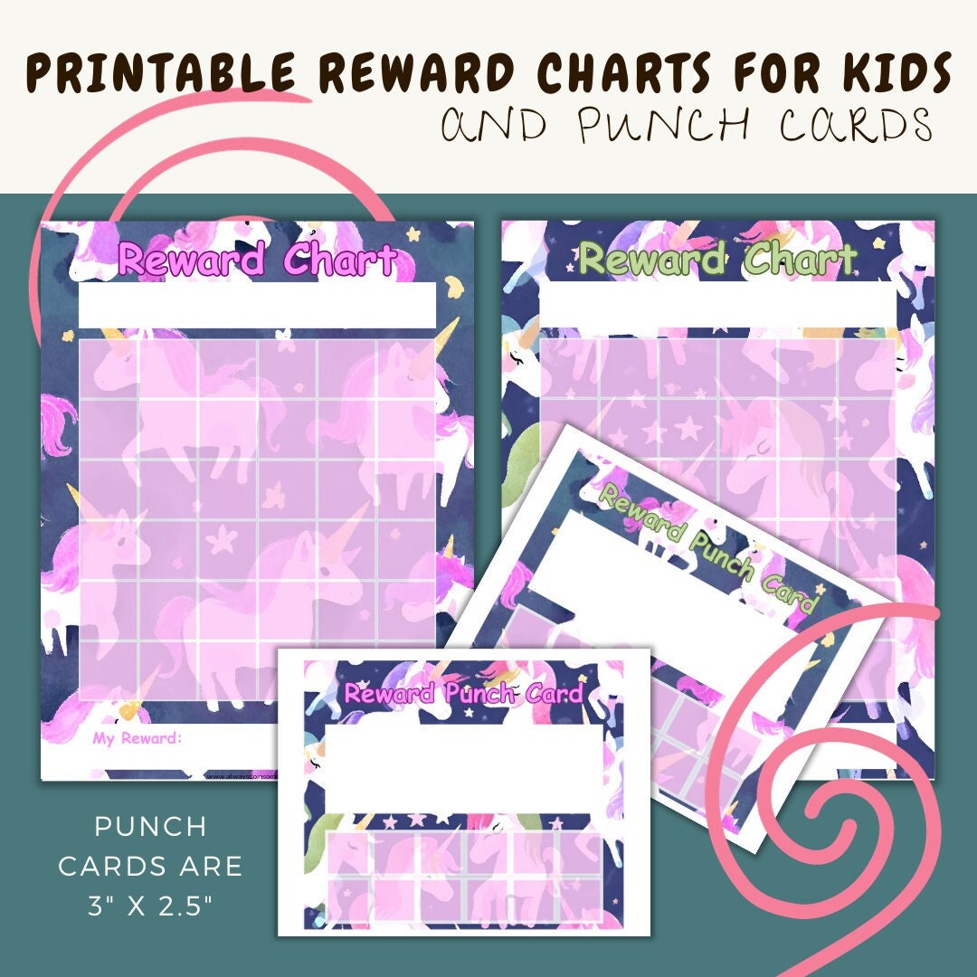 Cute Printable Reward Charts for Kids | Incentive Punch Cards | Print ...