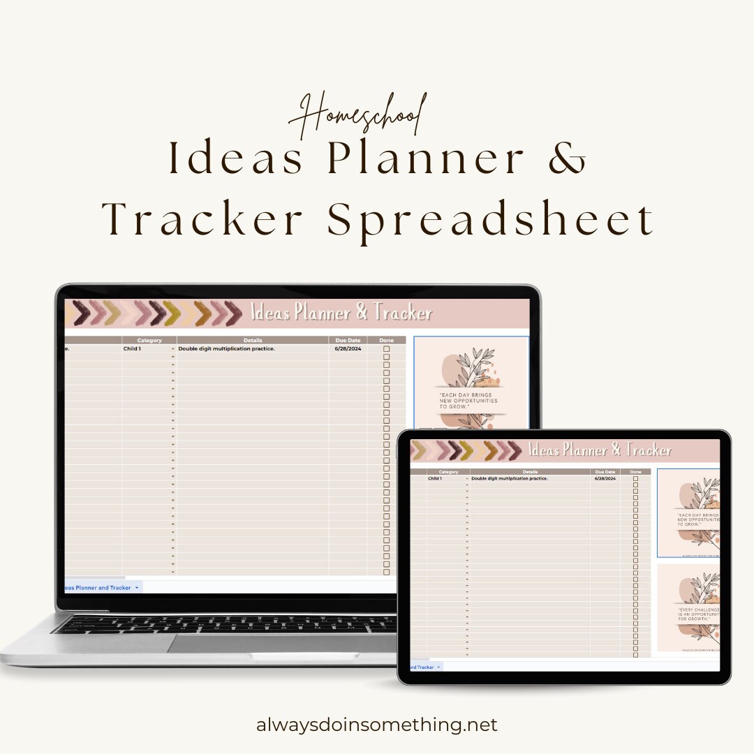 Google Sheets Homeschool Ideas Planner & Tracker – Editable and ...