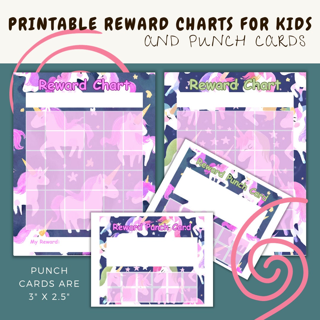 Cute Printable Reward Charts for Kids Incentive Punch Cards - Etsy