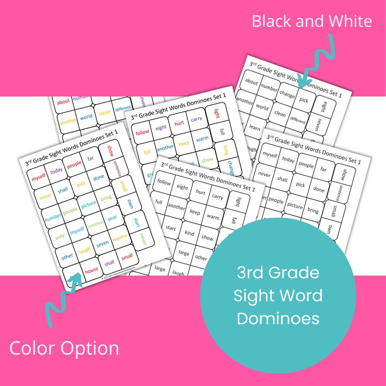 3rd Grade Sight Word Dominoes | Educational Printables | 3rd Grade ...