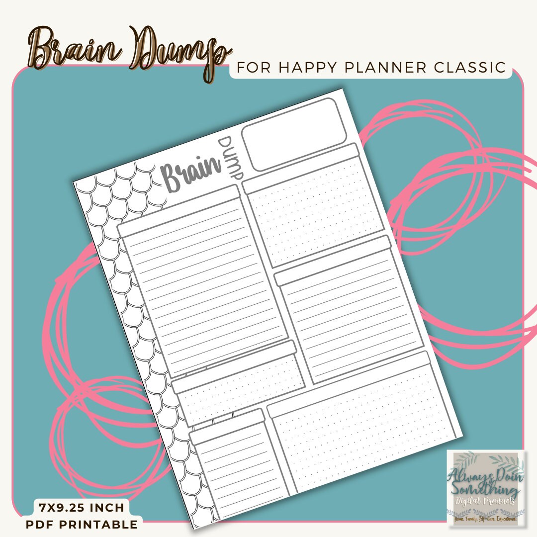 Printable Brain Dump Inserts for Happy Planner Classic | 4 Designs ...