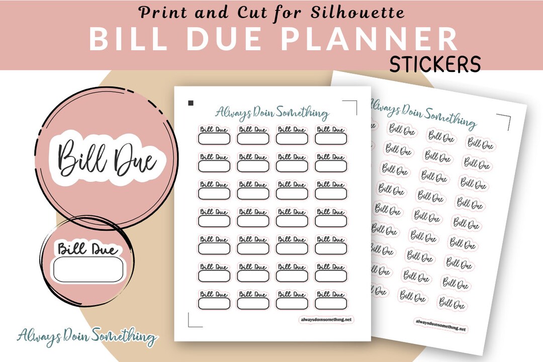 Essential Bill Due Planner Stickers - Silhouette Print & Cut Files ...
