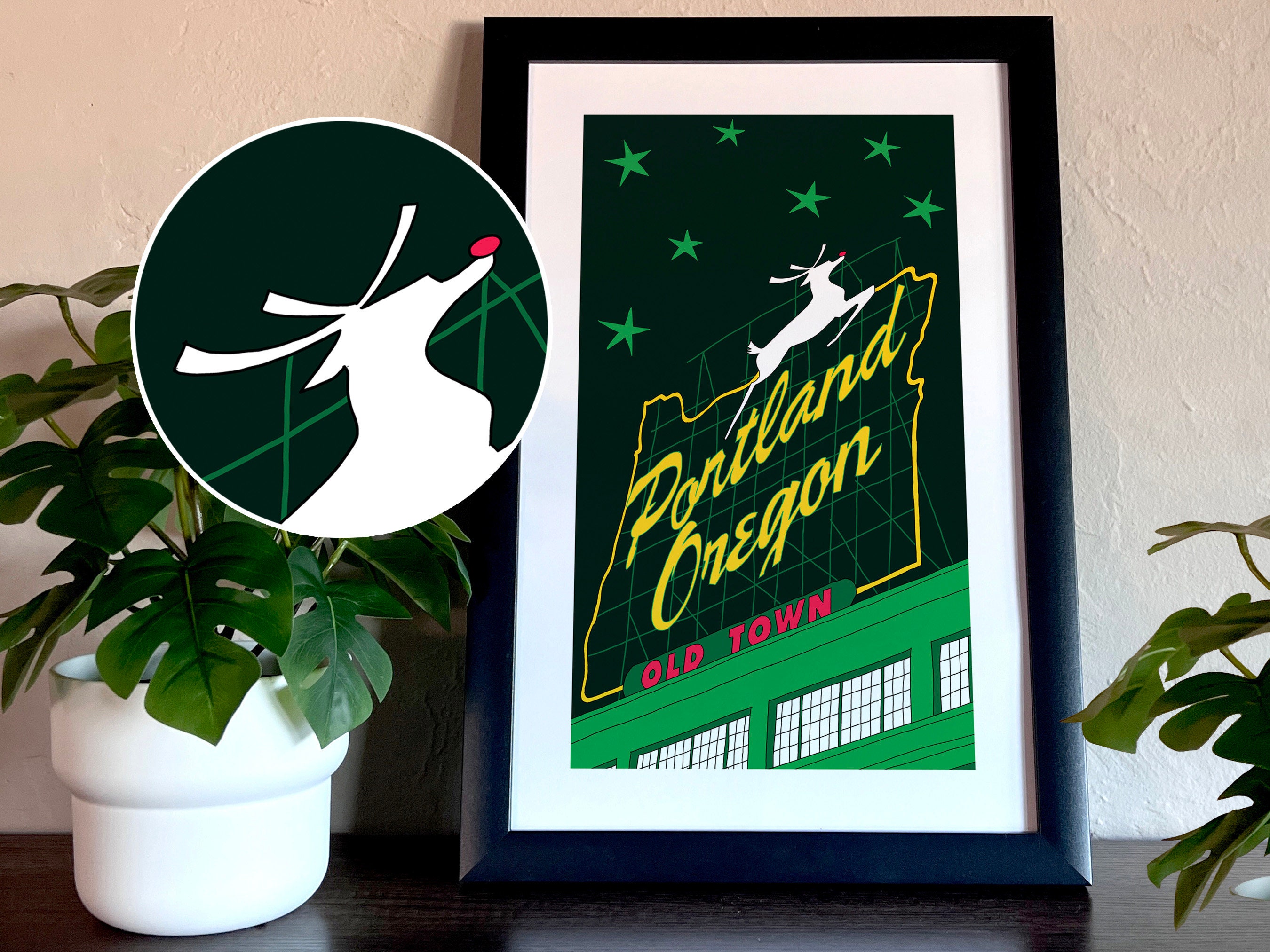 Portland Stag Sign Portland, OR Poster Landmarks Holidays Historic Sign ...