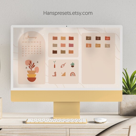Desktop Wallpaper Organizer Boho Wallpaper Neutral - Etsy