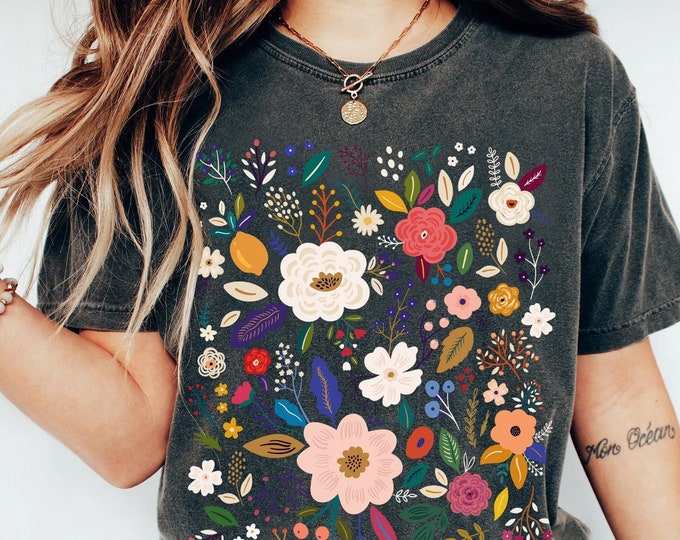 Flower Shirt, Flower Shirt Aesthetic, Floral Graphic Tee, Oversized No Rain No Flowers Tee ...