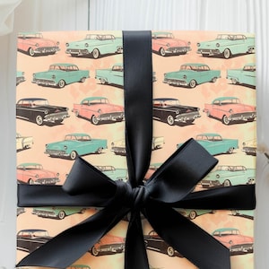 Wrapping Papers, Vintage Cars Gift Wrap, Classic Cars Wrapping Paper ...