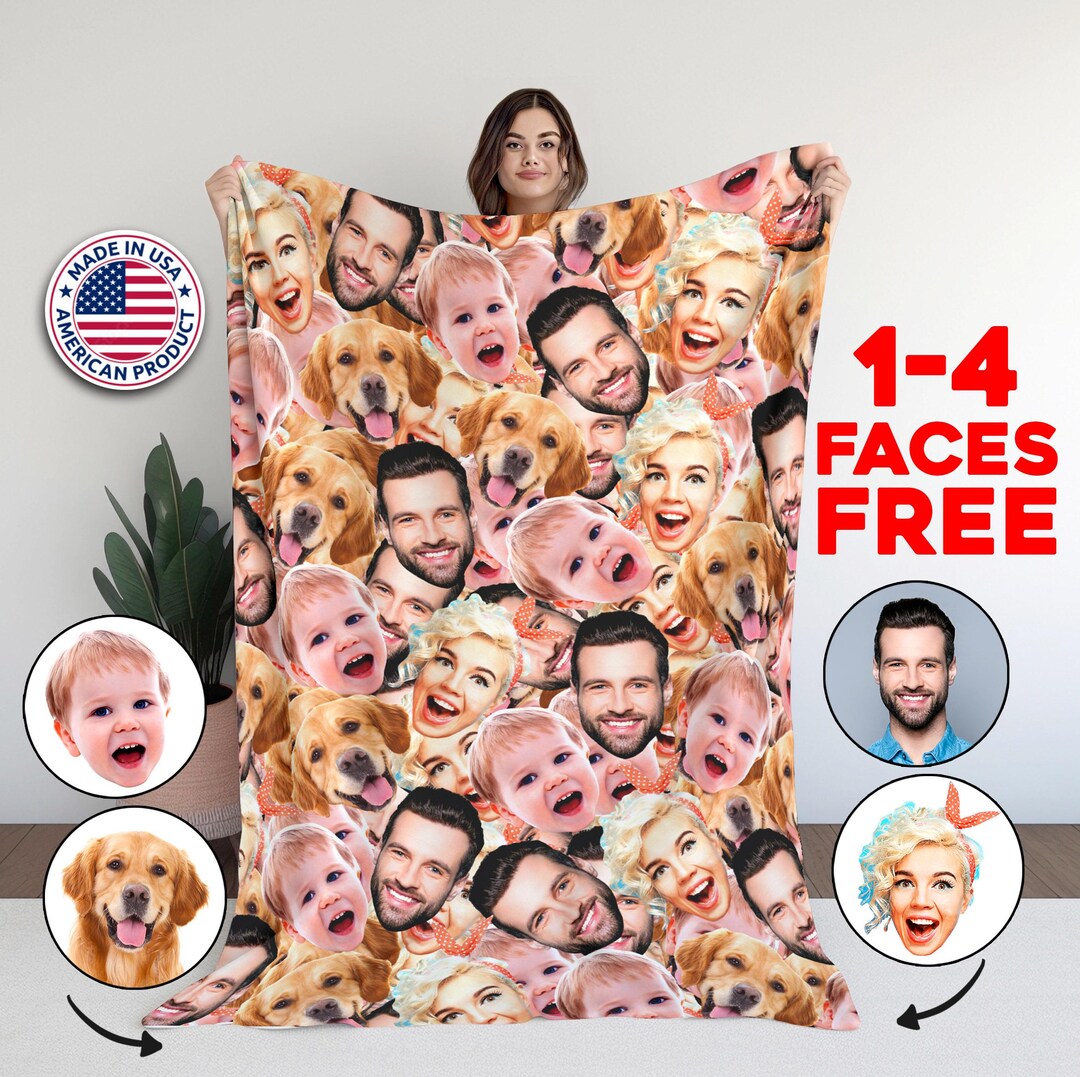 Personalized Face Blanket, Custom Photo Blanket, Pet Picture Blanket ...