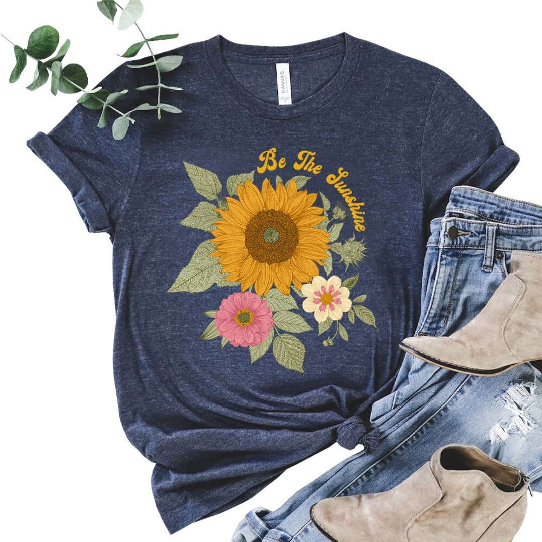 Sunflower Graphic Tee, Hippie Sunflower Shirt, Floral Women's Tee, T ...